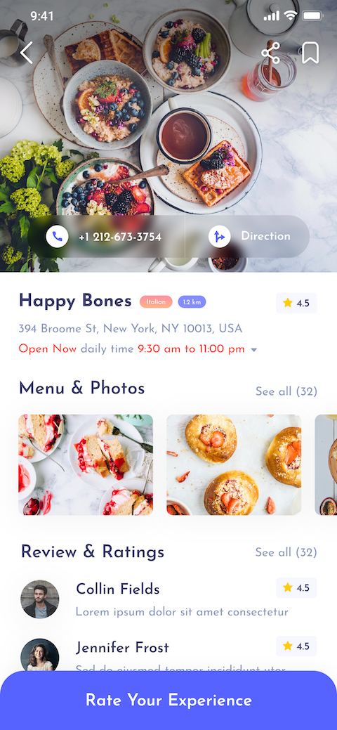 Flutter Foodybite: Restaurant reviews app UI by tevfik1 | CodeCanyon